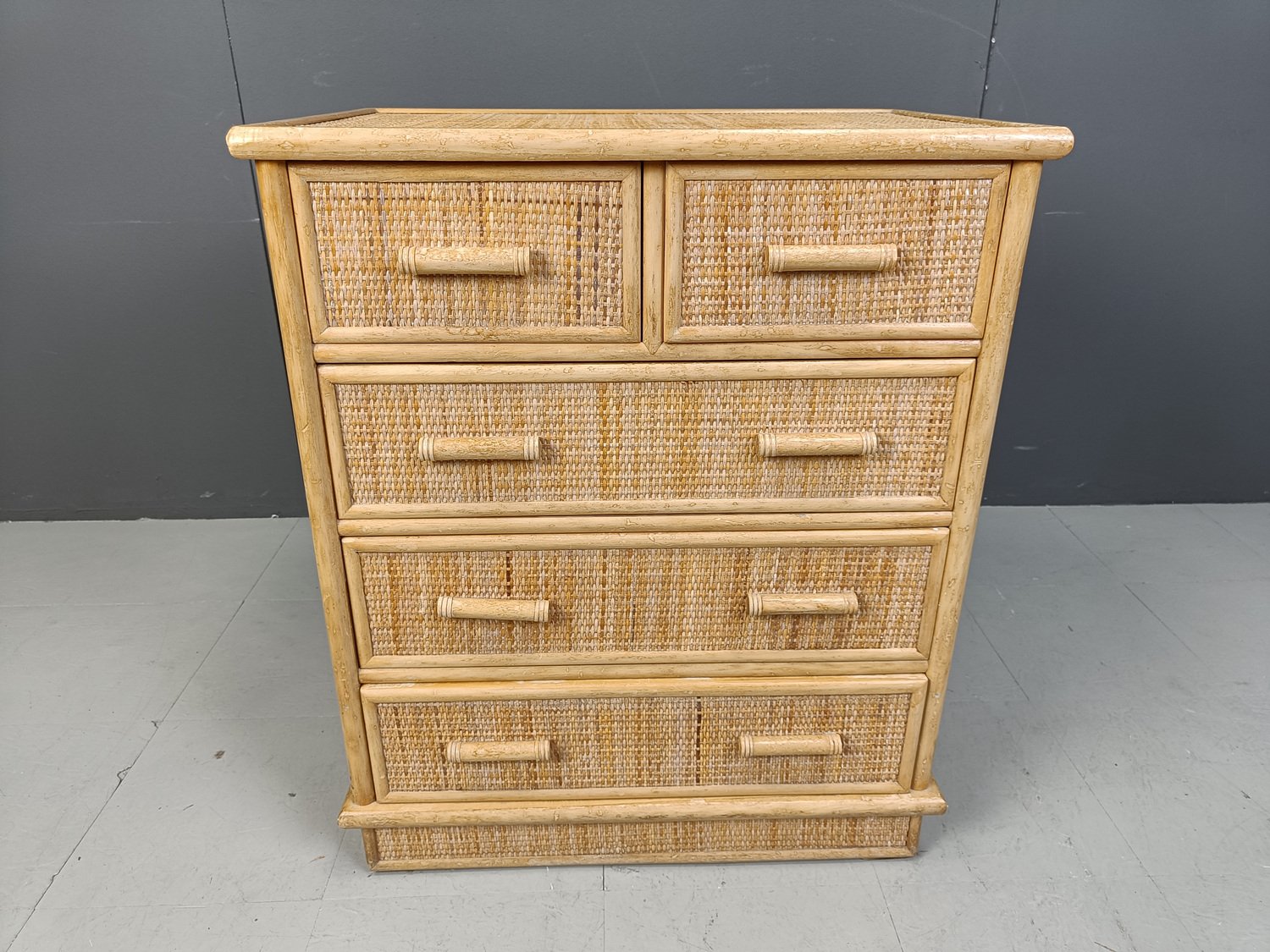 Vintage Rattan Chest of Drawers, 1970s for sale at Pamono