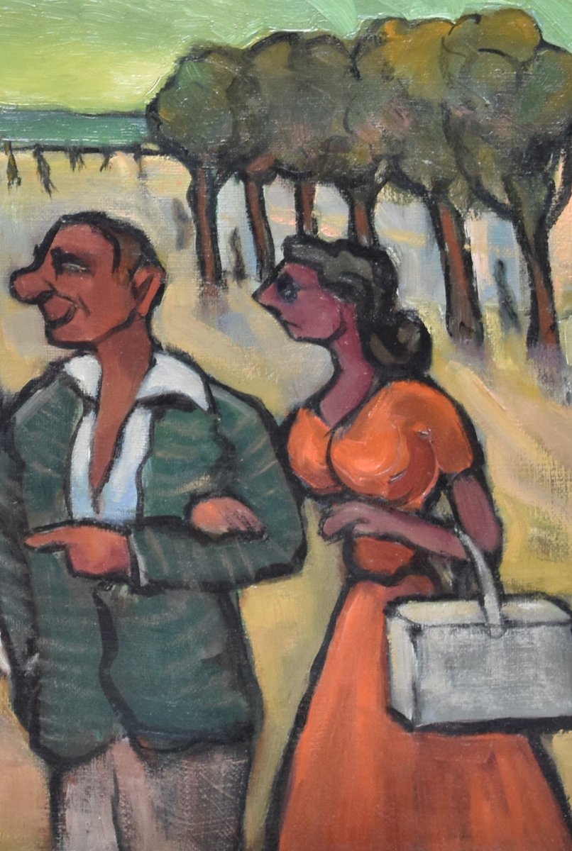 Georg Von Behrens, Figures, Oil Painting on Canvas, 1950s for sale at ...