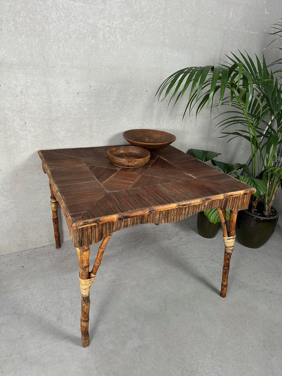Vintage Bamboo Garden Table for sale at Pamono