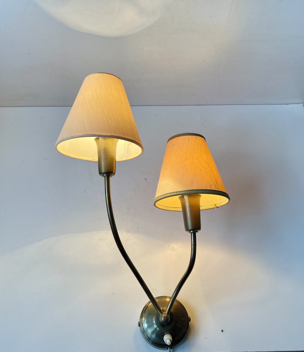 Mid-Century Italian Dual Wall Sconces in Brass, 1950s for sale at Pamono