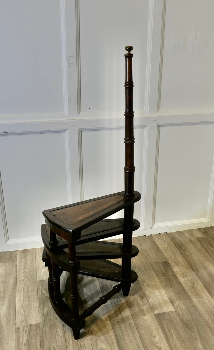 Spiral Library Steps with Turned Supports, 1920s for sale at Pamono