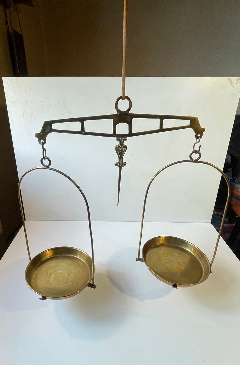 Suspended Balance Scale in Brass, 1950s for sale at Pamono