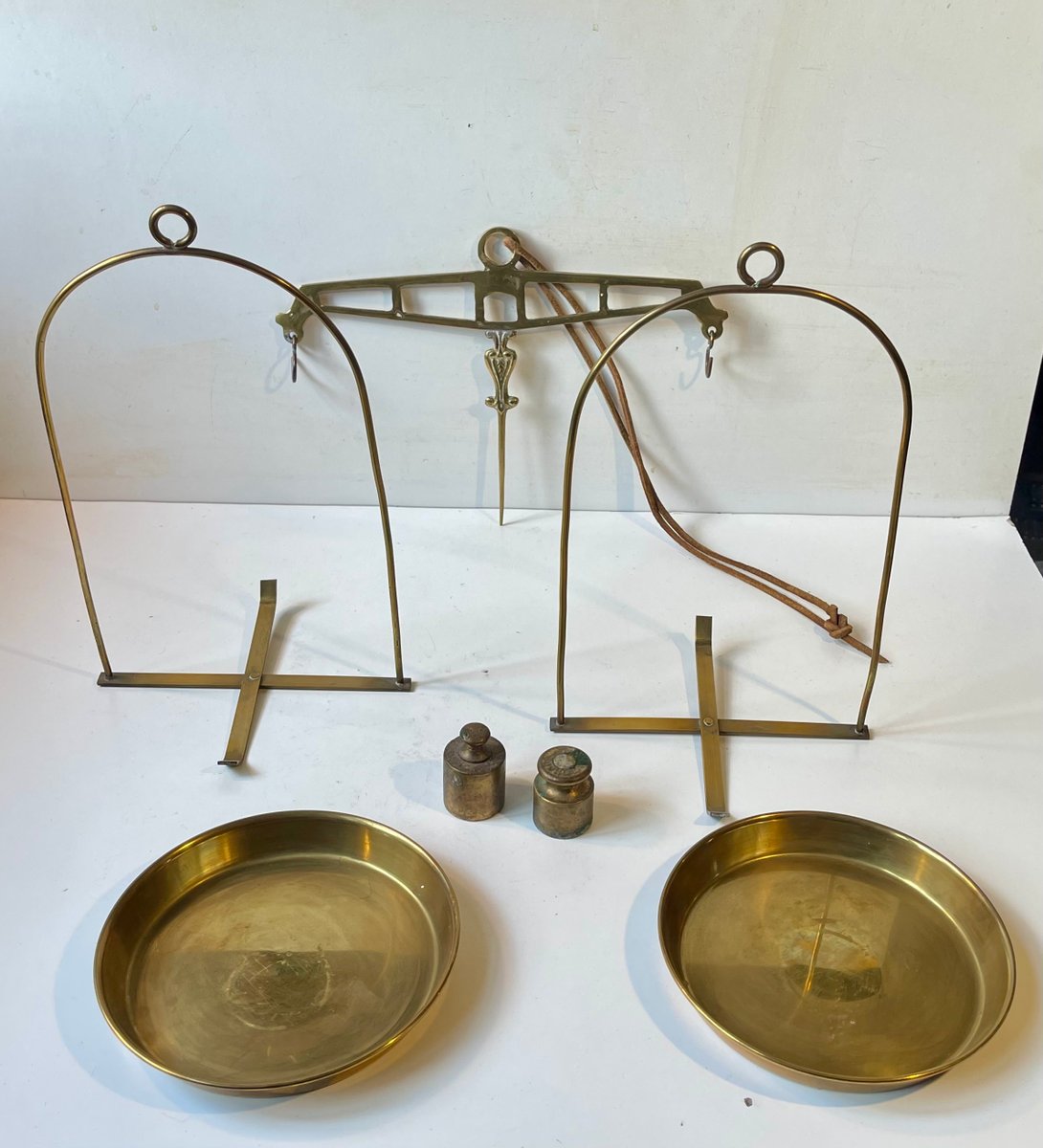 Suspended Balance Scale in Brass, 1950s for sale at Pamono