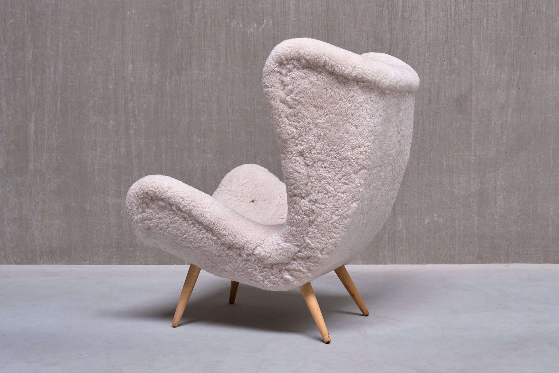 Exceptional Organic Swedish Modern Easy Chair in Sheepskin and Beech ...