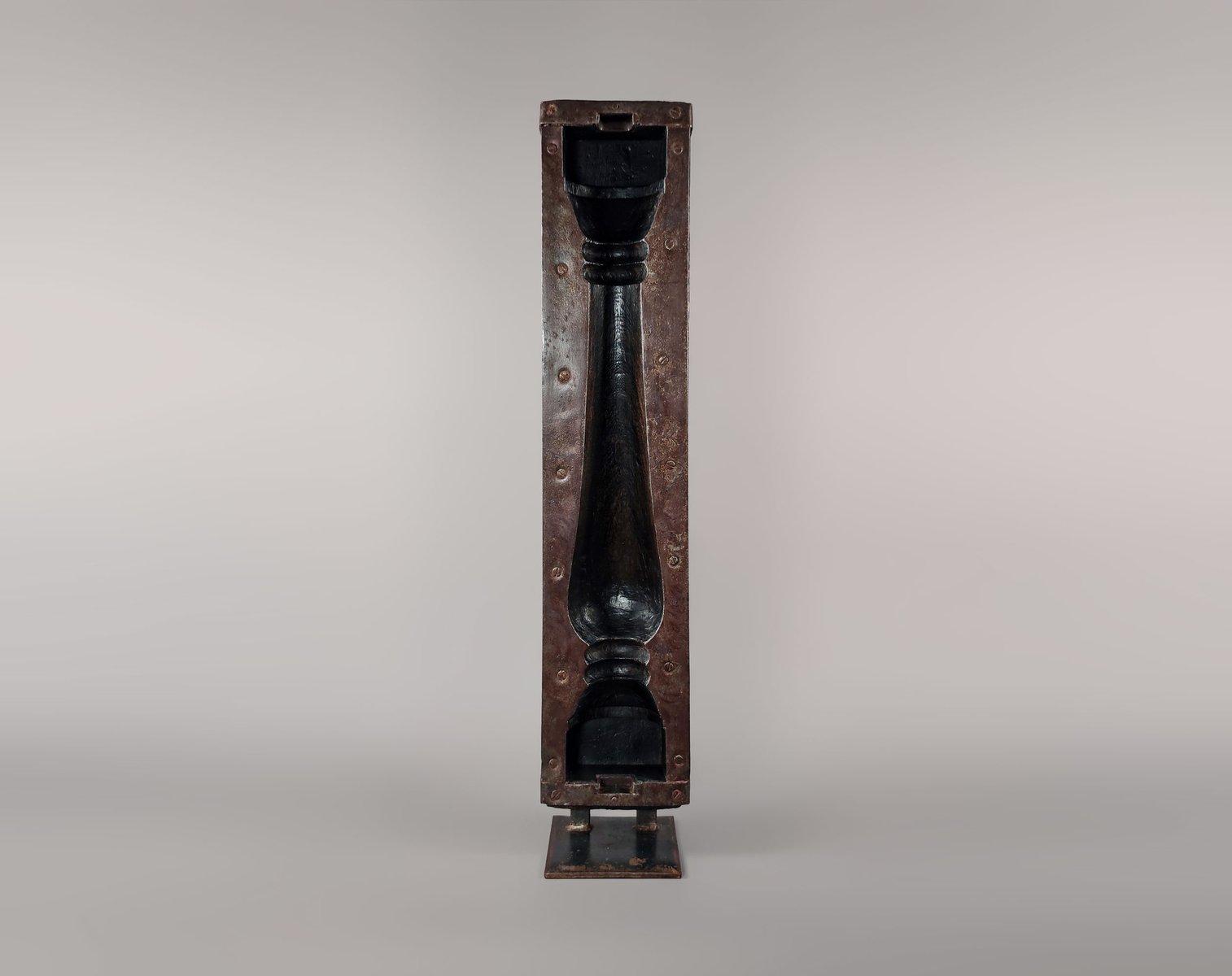 Industrial Carved Hardwood & Metal Plate Baluster Mould Sculpture ...