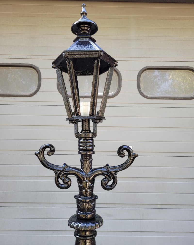 Cast Iron Lamp with Cast Iron Lantern for sale at Pamono
