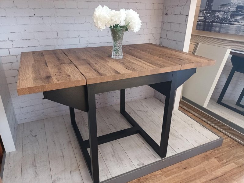 Rustic Oak Effect Drop Flap Dining Table for sale at Pamono