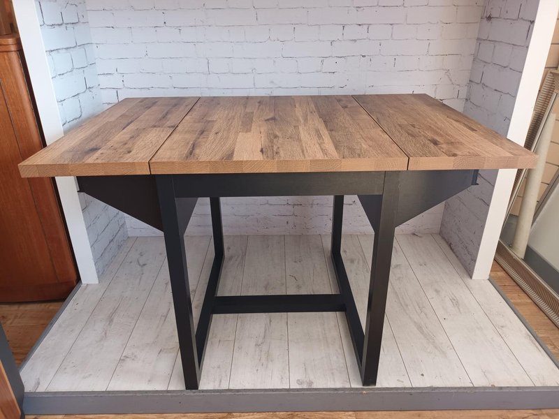 Rustic Oak Effect Drop Flap Dining Table for sale at Pamono