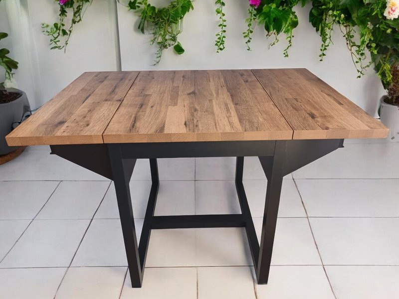 Rustic Oak Effect Drop Flap Dining Table for sale at Pamono