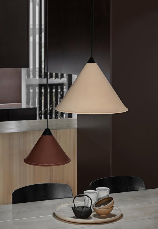 Namibia Leather Cone Lamp by Cuero Design for sale at Pamono