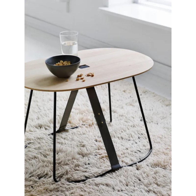 Sierra Wooden Coffee Table with Black Leather Strap by Cuero Design for ...