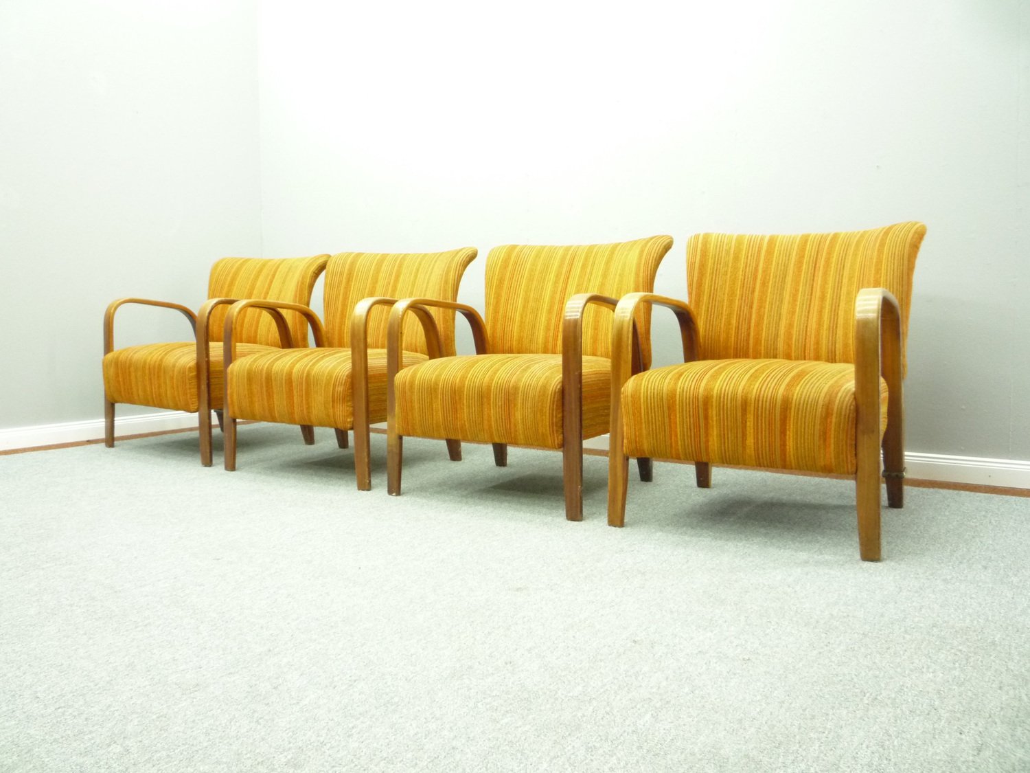 French Armchairs by Hugues Steiner for Steiner, 1940s, Set of 4 for ...