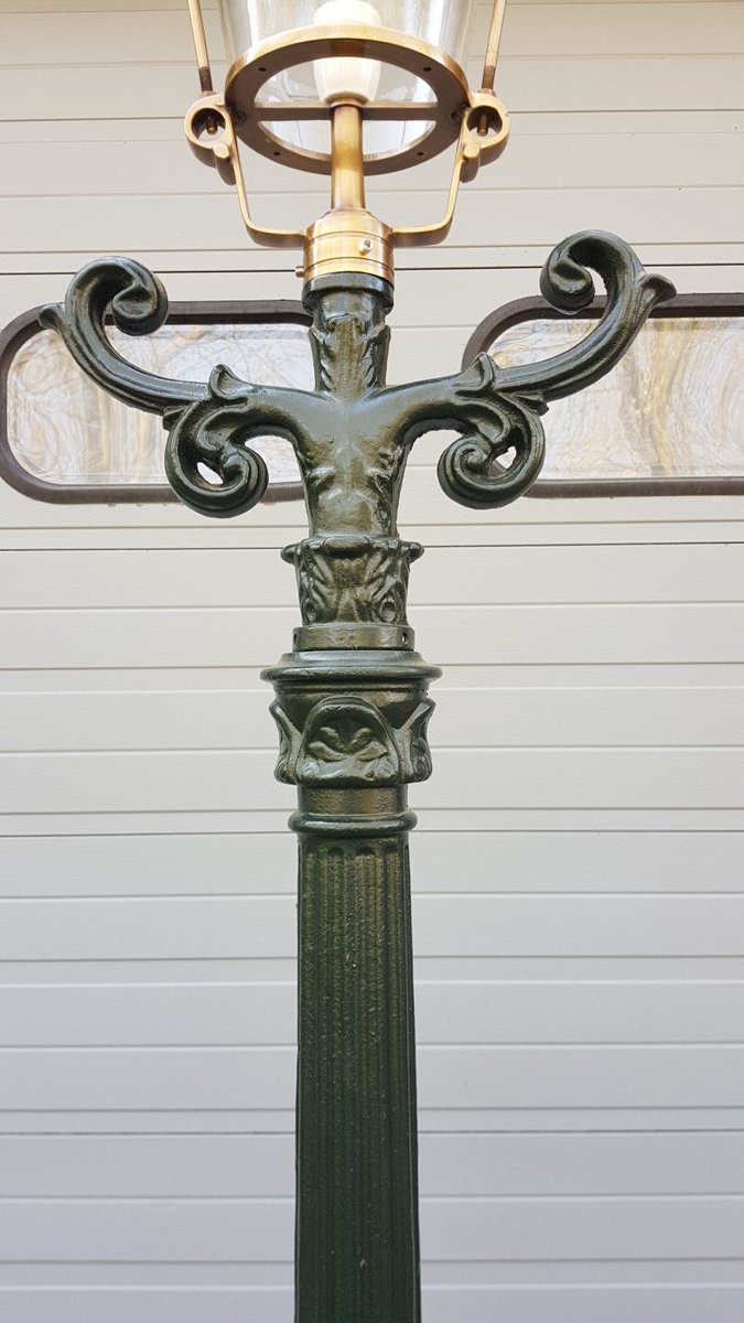 Cast Iron Lamp Post Romantica with Square Copper Lantern for sale at Pamono