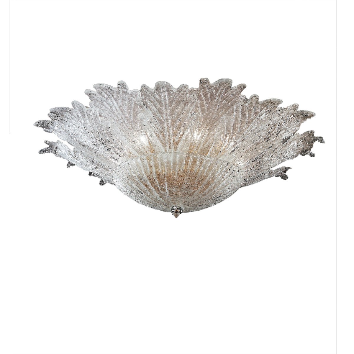 Fir Ceiling Light with Leaves in Transparent Crystal Grit Murano Glass ...