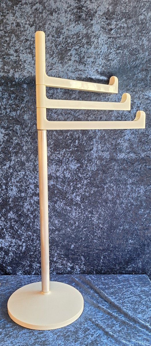 Vintage Sculptural Adjustable Towel Rack in White Plastic with Aluminum ...