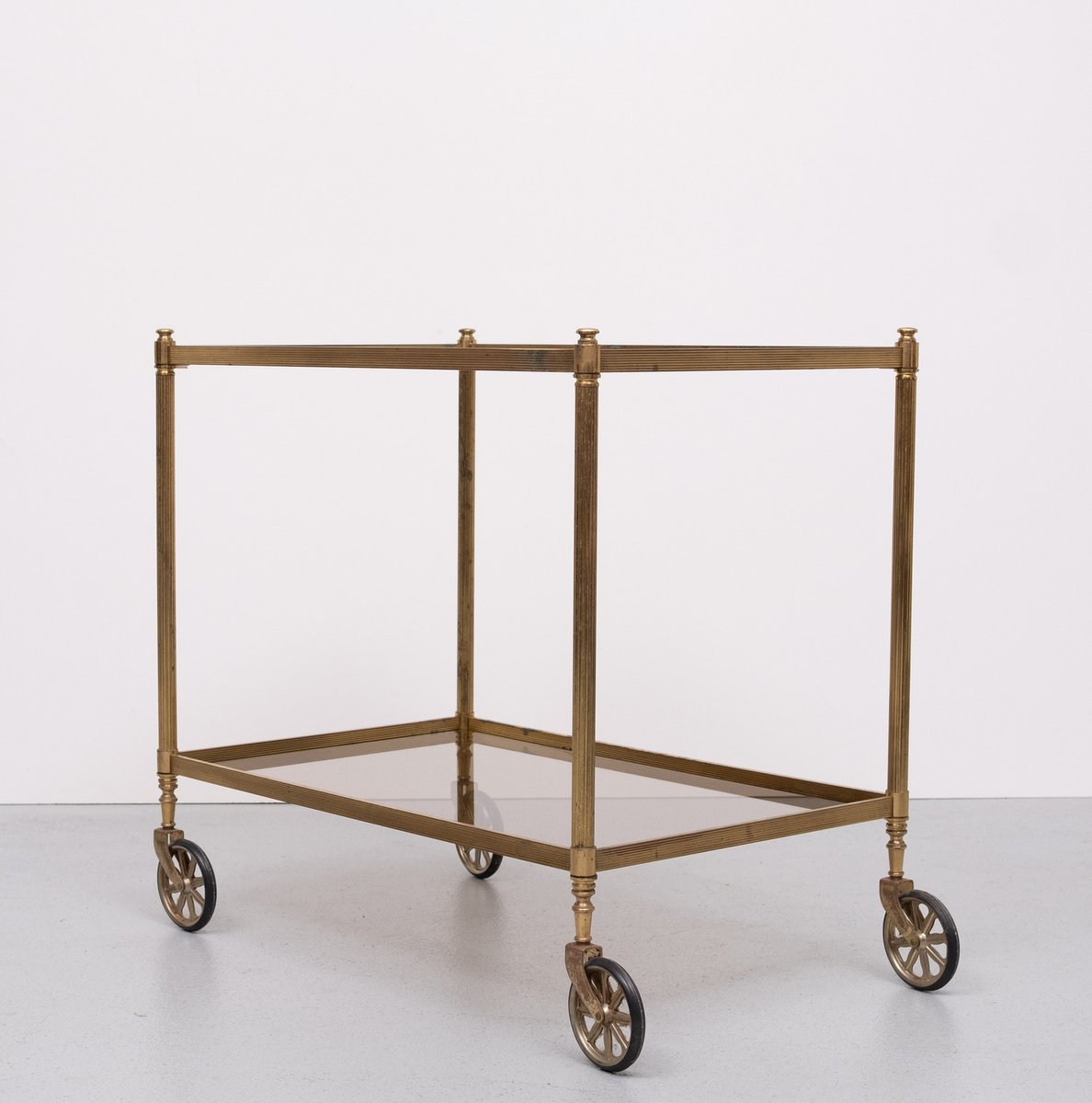Hollywood Regency Brass Serving Trolley, 1970s for sale at Pamono