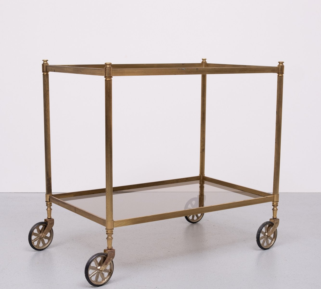 Hollywood Regency Brass Serving Trolley, 1970s for sale at Pamono