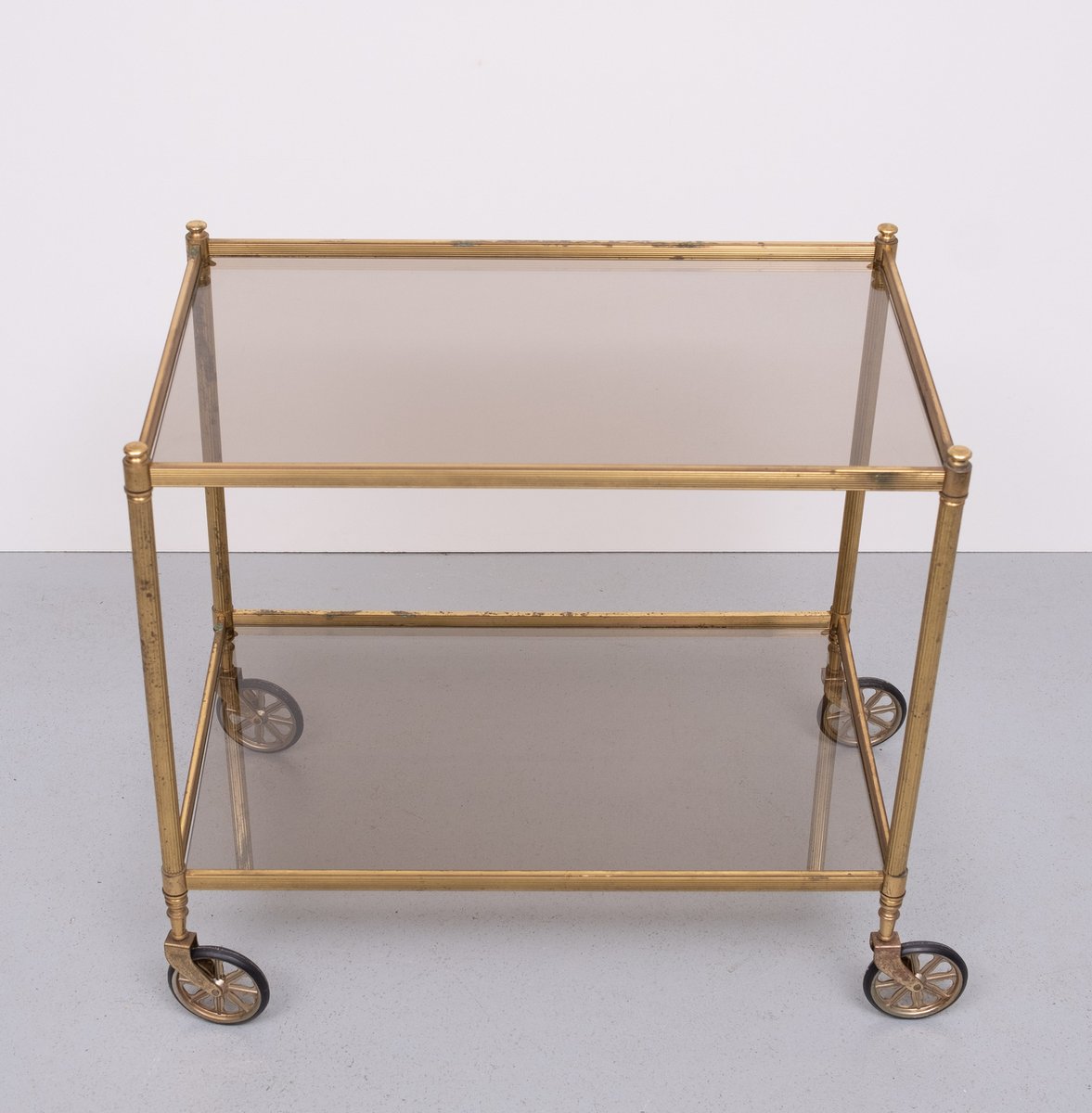 Hollywood Regency Brass Serving Trolley, 1970s for sale at Pamono