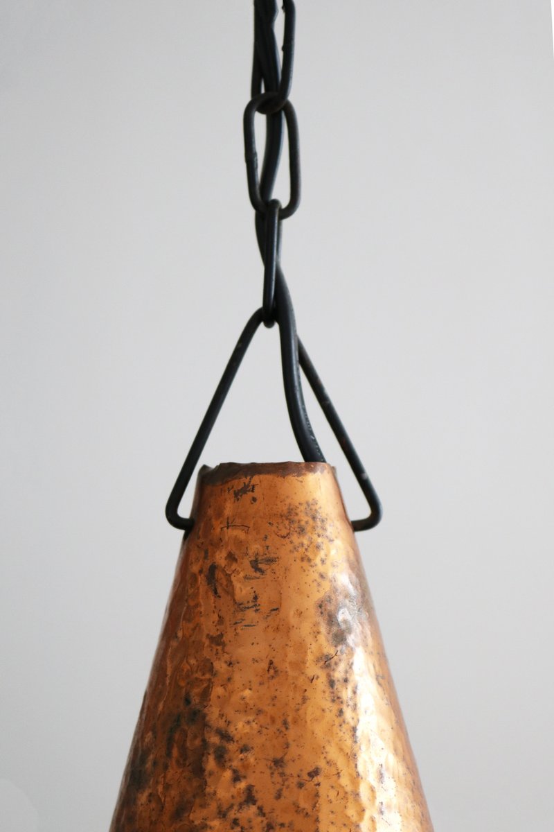 Danish Brutalist Hand-Hammered Copper Pendant Lamp by ES Horn Aalestrup ...