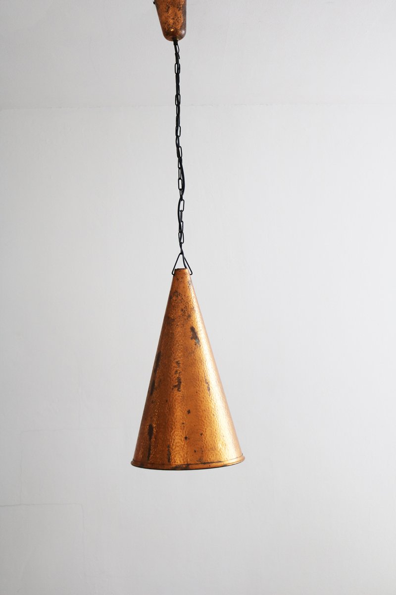 Danish Brutalist Hand-Hammered Copper Pendant Lamp by ES Horn Aalestrup ...