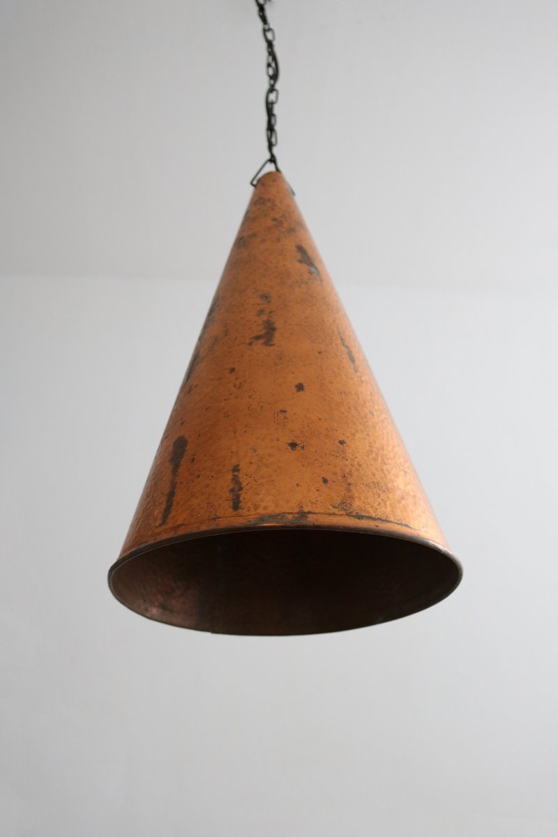 Danish Brutalist Hand-Hammered Copper Pendant Lamp by ES Horn Aalestrup ...