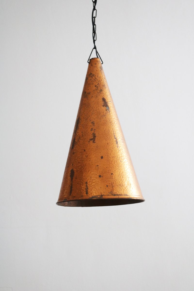 Danish Brutalist Hand-Hammered Copper Pendant Lamp by ES Horn Aalestrup ...