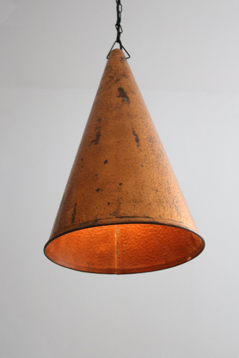 Danish Brutalist Hand-Hammered Copper Pendant Lamp by ES Horn Aalestrup ...
