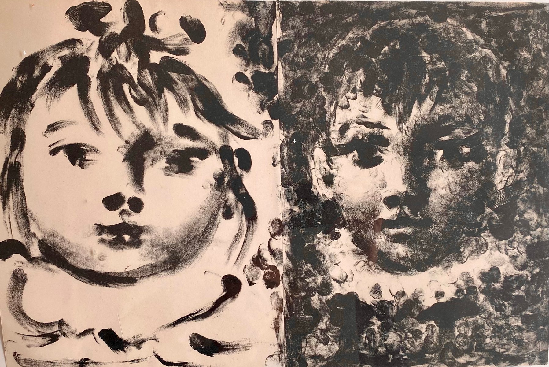 Pablo Picasso, Porträt der Kinder Paloma & Claude, Lithographie, 1950 ...