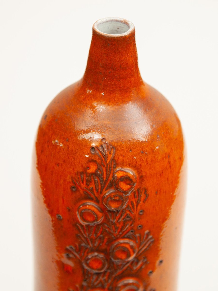 Selenium Orange Vase by Elisabeth Vandeweghe for Perignem, 1964 for ...