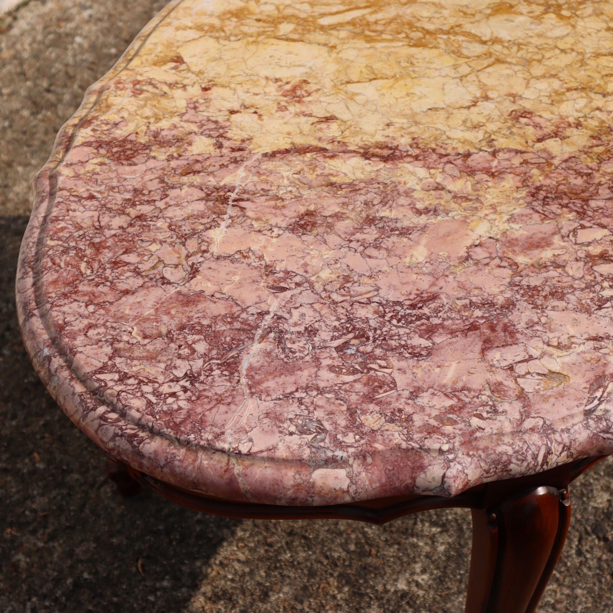 Vintage Oval Marble and Cherry Wood Coffee Table for sale at Pamono