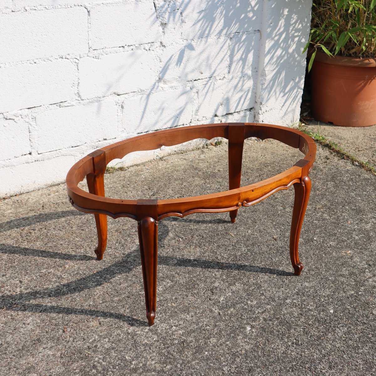 Vintage Oval Marble and Cherry Wood Coffee Table for sale at Pamono