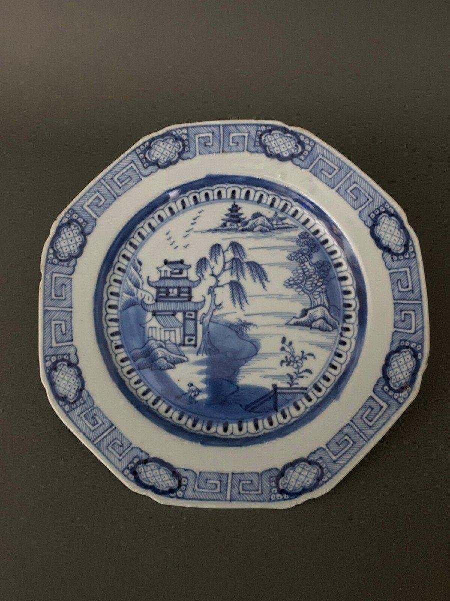 Blue and White Octagonal Plate for sale at Pamono