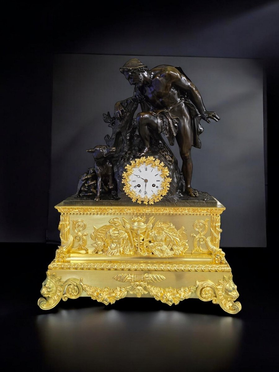 Large Model Empire Clock Depicting Faustulus Discovering Romulus and ...