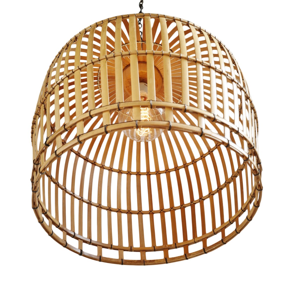 Bamboo Strip Cage Pendant Light Small , 2010s for sale at Pamono