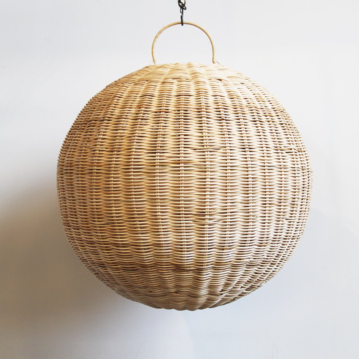 Medium Raw Rattan Globe Lantern for sale at Pamono