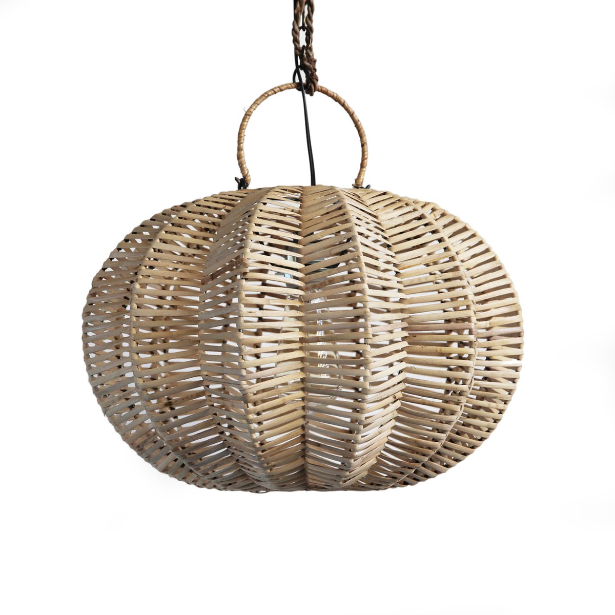 Split Raw Rattan Pumpkin Lantern for sale at Pamono
