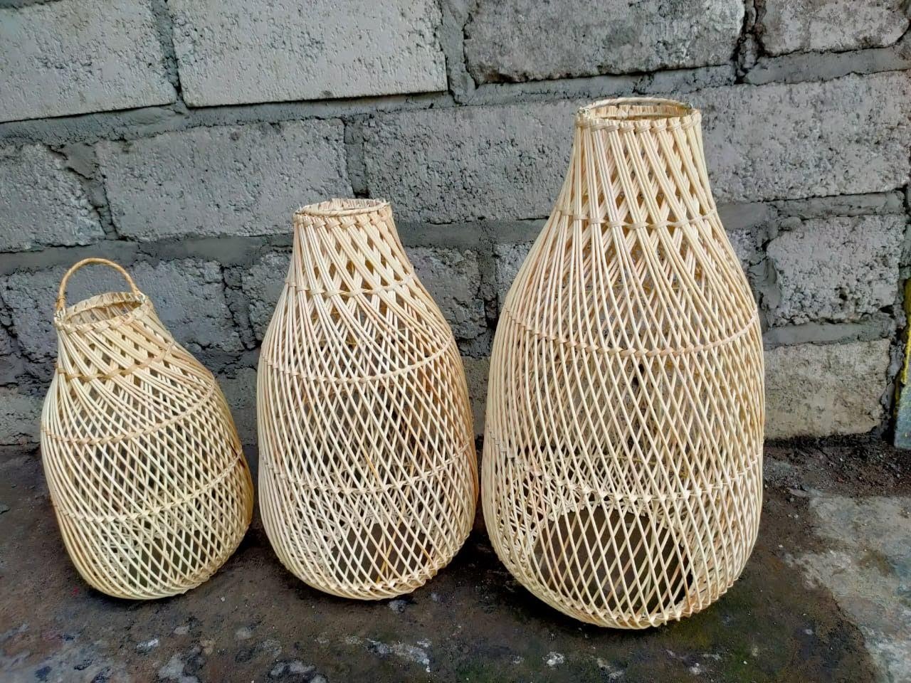 Small Raw Rattan Bottle Lantern for sale at Pamono