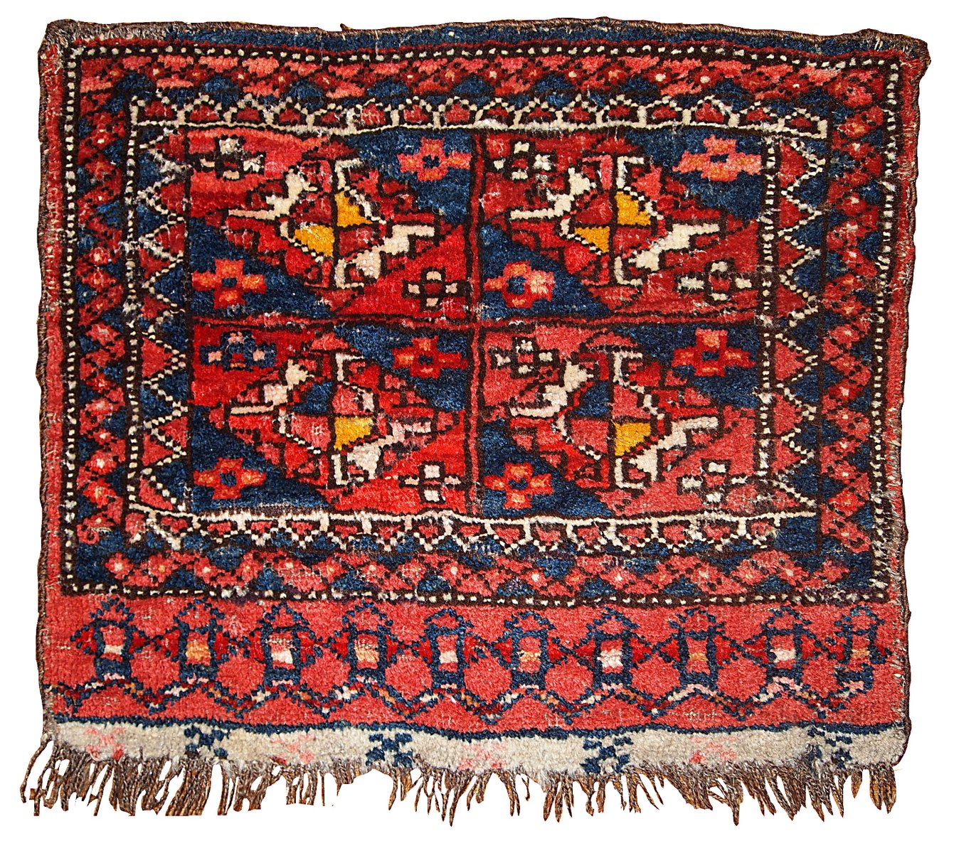 Antique Uzbek Handmade Bagface Rug, 1870s for sale at Pamono