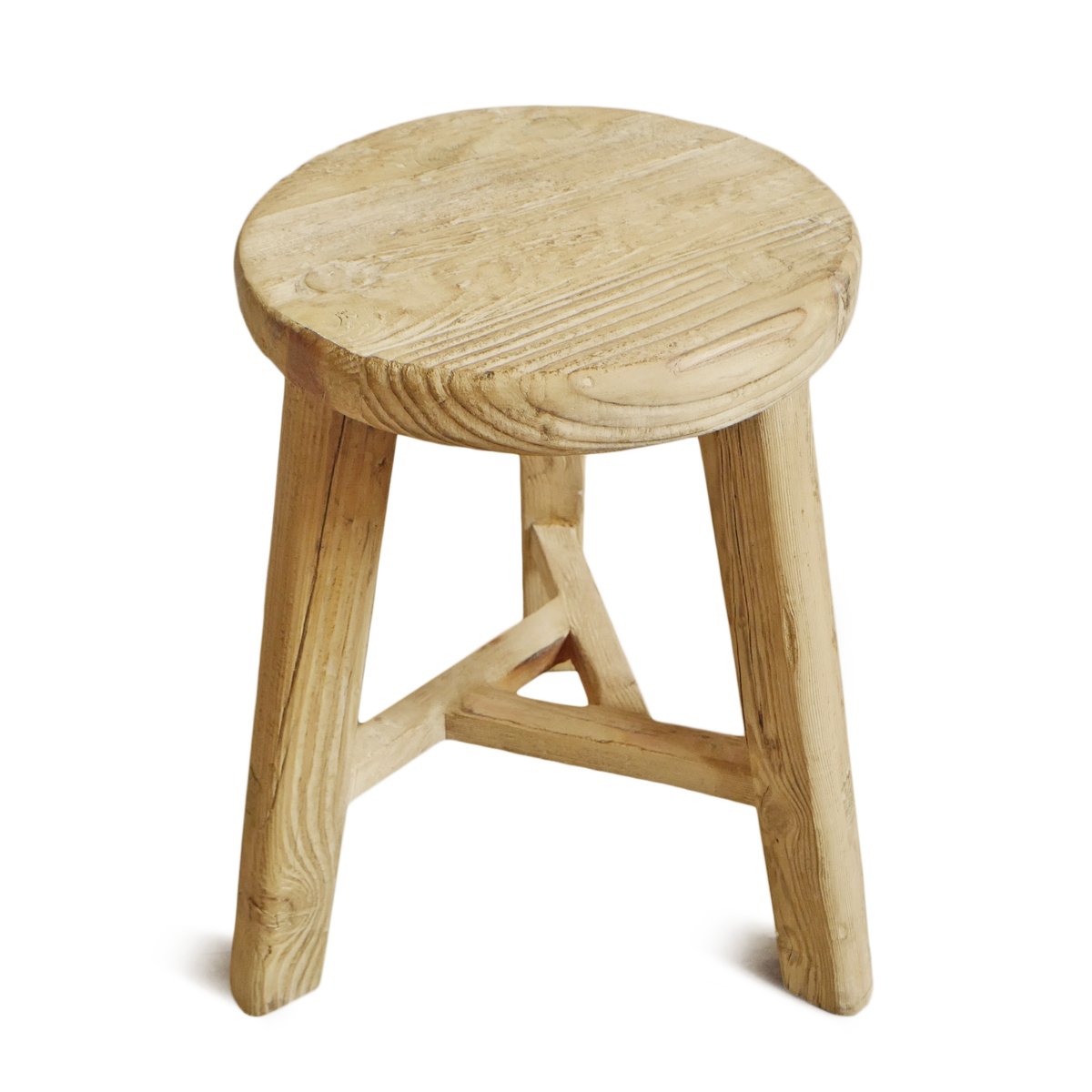 Village Natural Elm Three Leg Stool for sale at Pamono