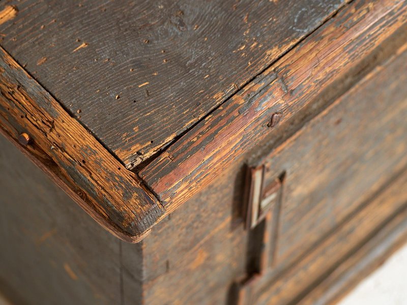 Antique Trunk with Pearl Gray Patina, 1900 for sale at Pamono