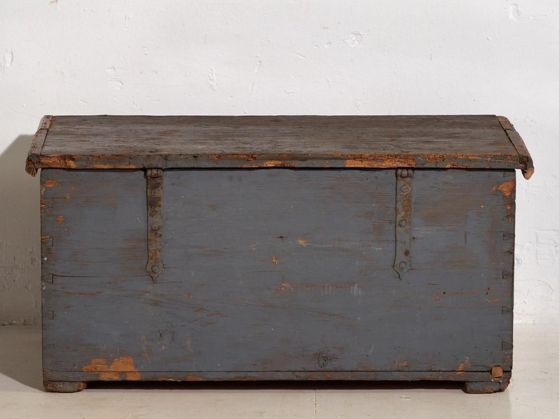 Antique Trunk with Pearl Gray Patina, 1900 for sale at Pamono
