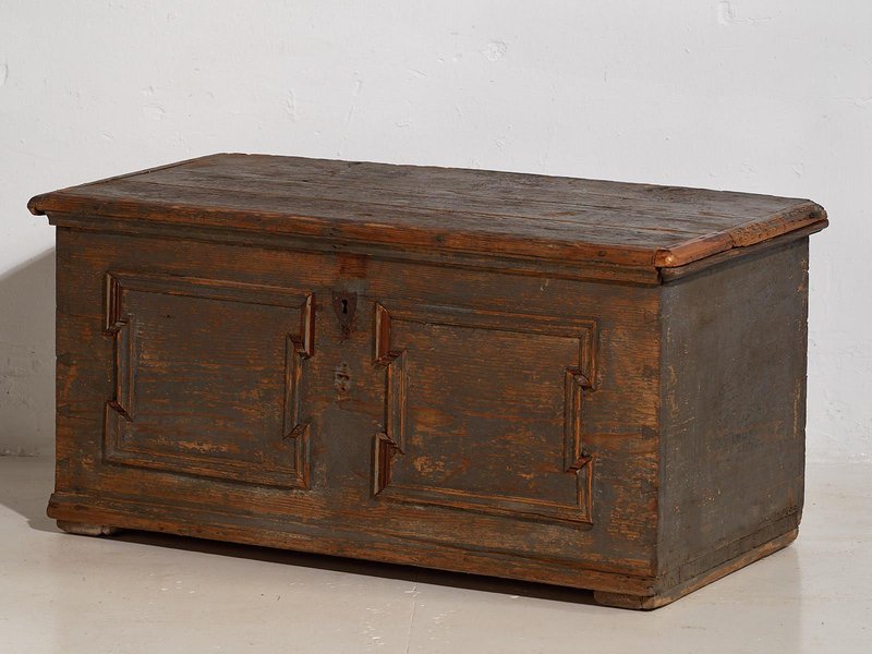 Antique Trunk with Pearl Gray Patina, 1900 for sale at Pamono