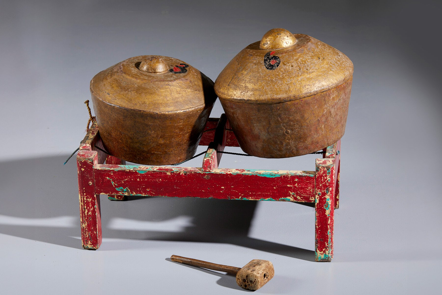 Indonesian Traditional Gong and Bonang, 1800s, Set of 2 for sale at Pamono
