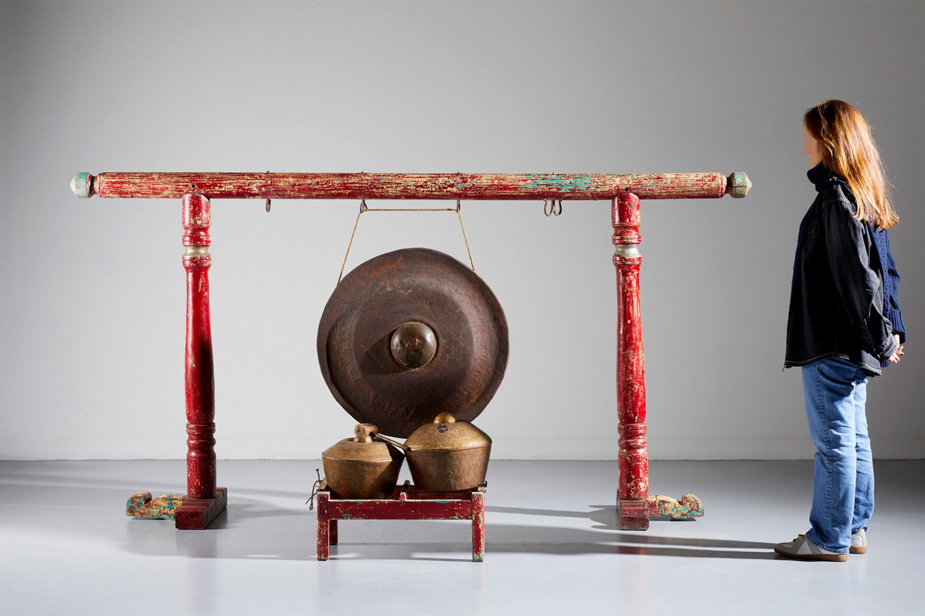 Indonesian Traditional Gong and Bonang, 1800s, Set of 2 for sale at Pamono