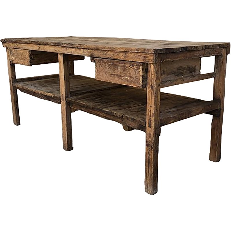 Antique Industrial Carpenter Work Table with Drawers for sale at Pamono