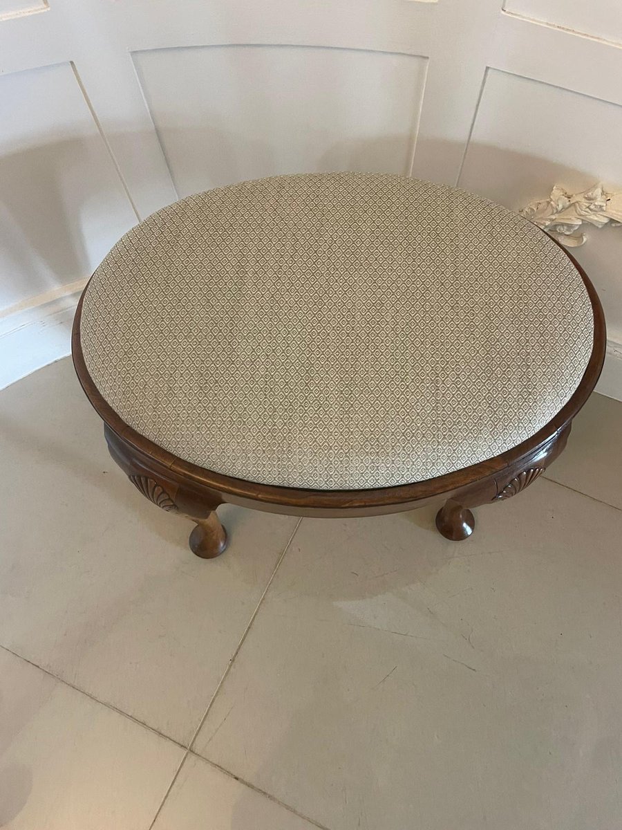 Antique Walnut Oval Stool, 1920 for sale at Pamono