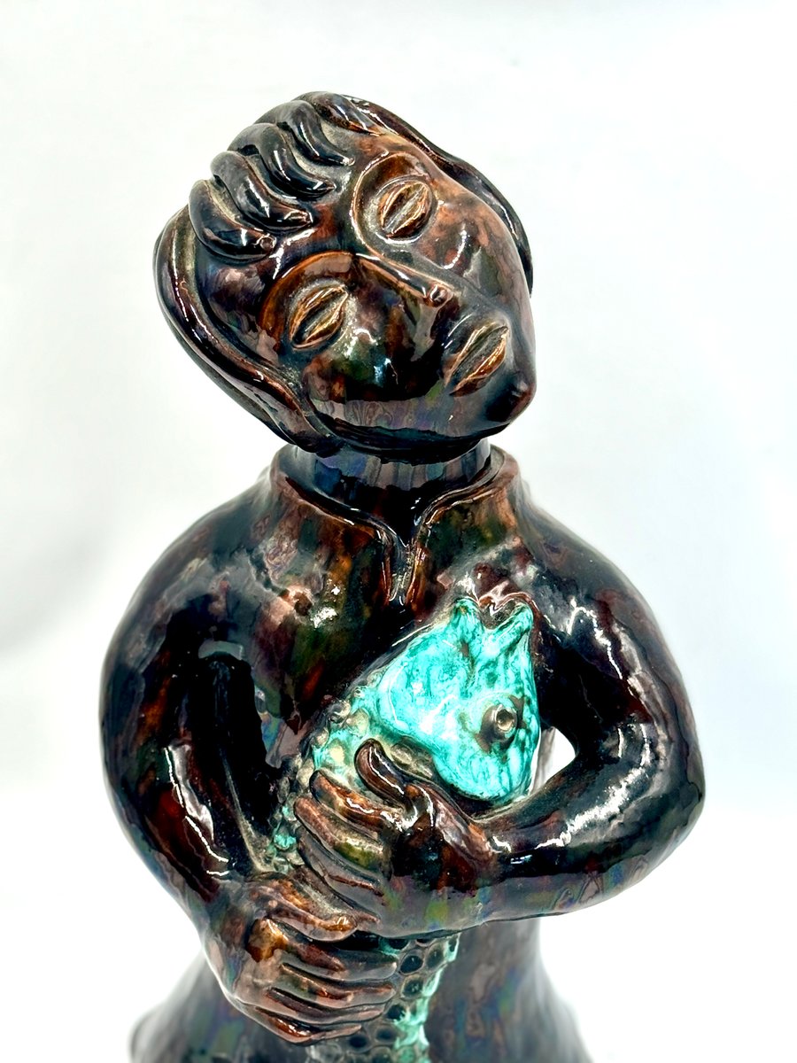 Ceramic Character Vase with Fish by Raymond Legrand for Madoura ...