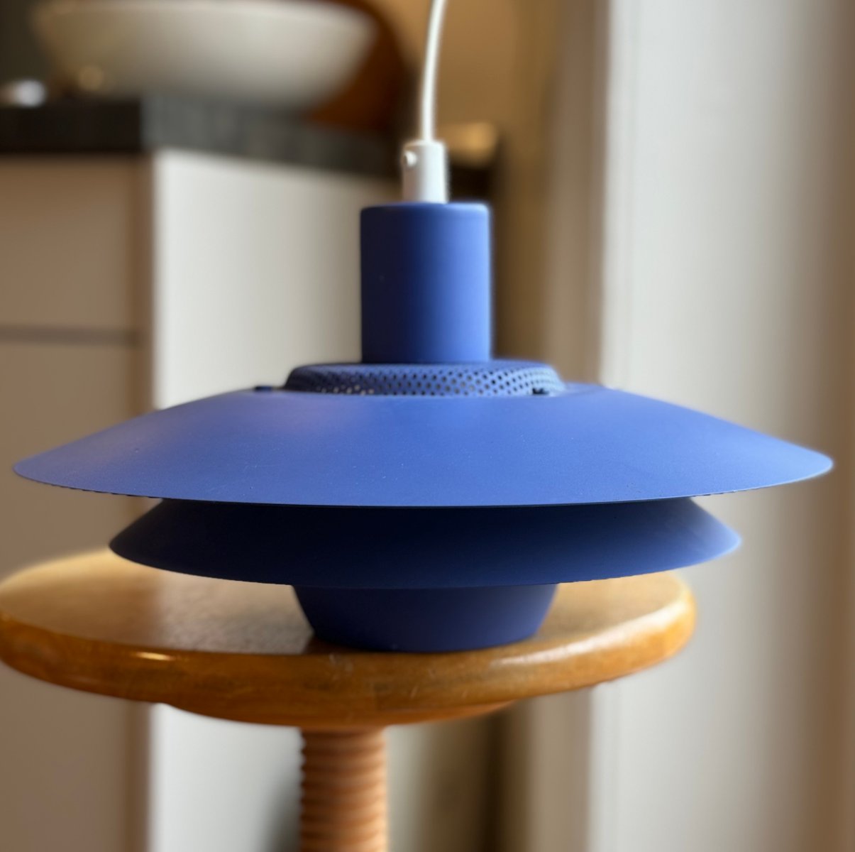 Vintage Blue Viola Pendant Lamp from Jeka, 1970s for sale at Pamono