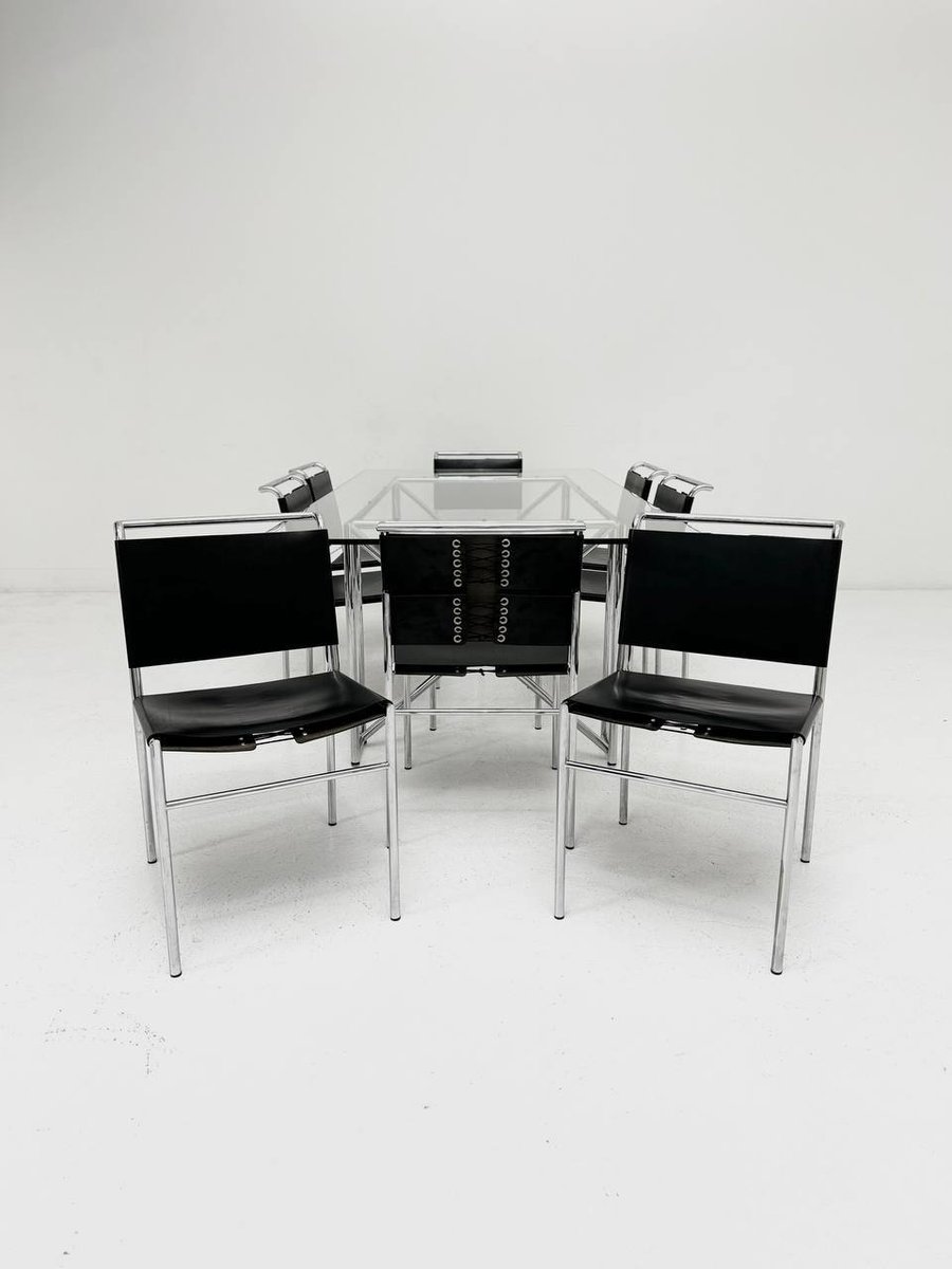 Double X Dining Table & Roquebrune Chairs by Eileen Gray for Classicon, 1927, Set of 9 for sale ...