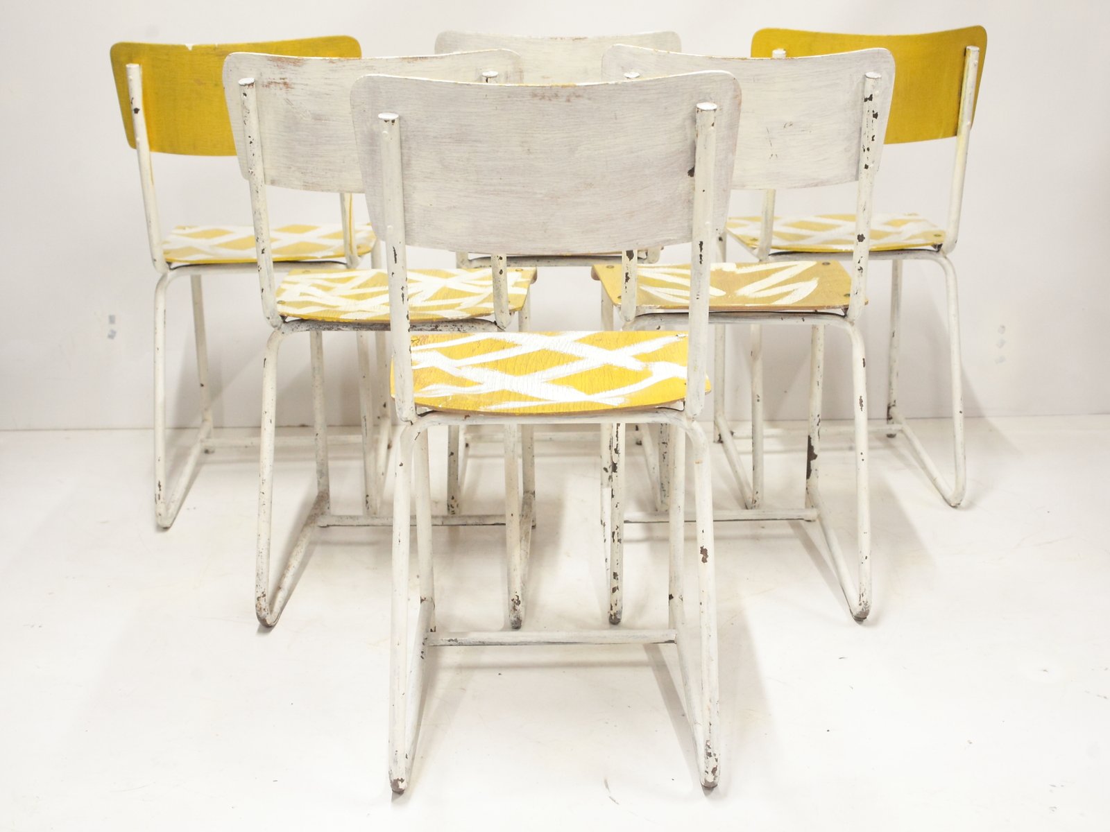 Industrial Painted School Chair, Former Czechoslovakia, 1960s, Set of 6 ...